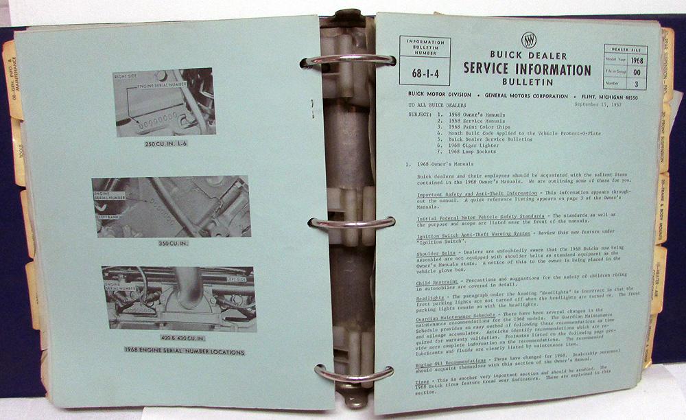 1968 Buick Dealer Technical Service Bulletins Gran Sport GS Riviera Skylark