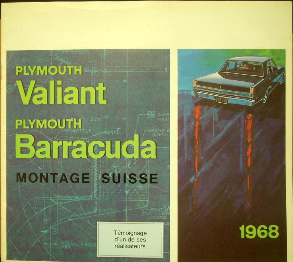1968 Plymouth Valiant Barracuda Swiss French Text Sales Brochure
