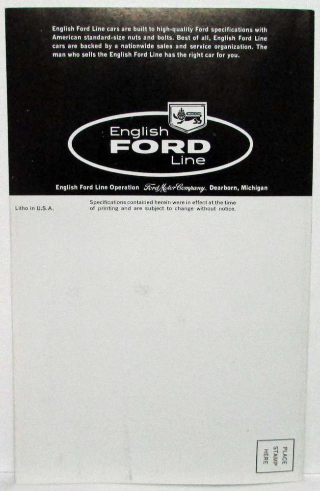 1960 Ford English Line of Cars - Economy w/o Compromise Sales Folder Mailer