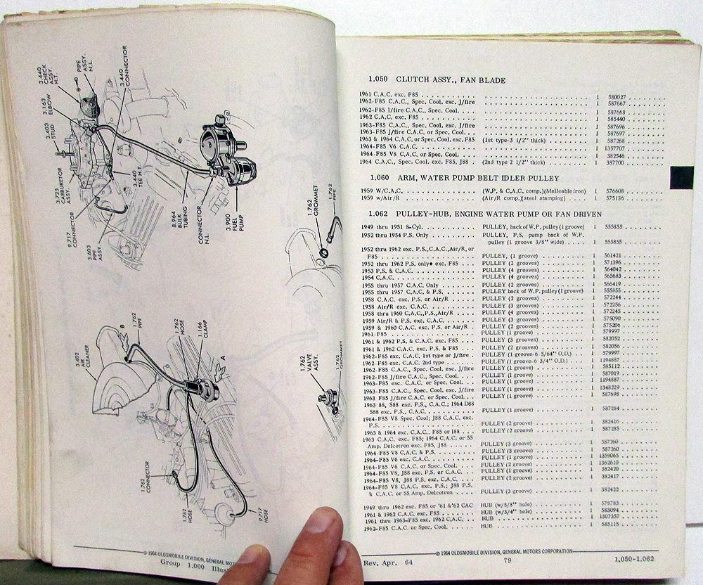 1964 Oldsmobile Chassis Parts Book Catalog F85 Cutlass Vista Cruiser 88 ...