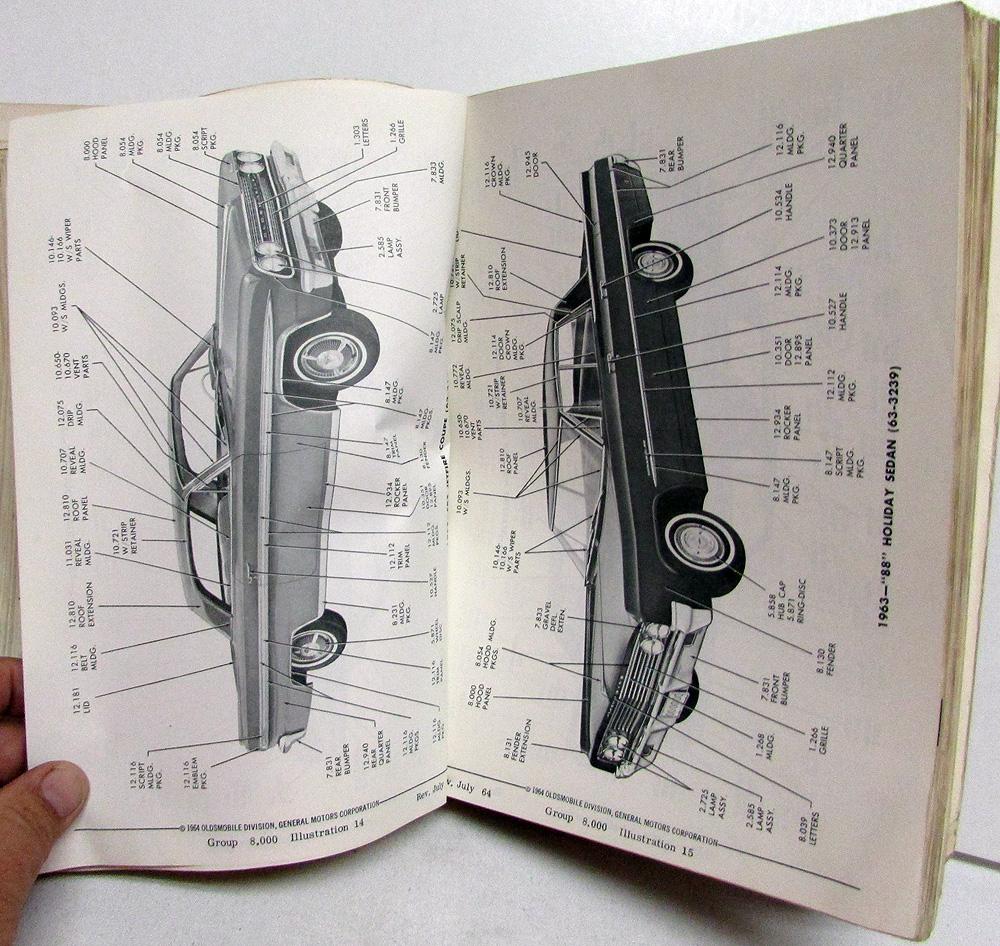 1964 Oldsmobile Chassis Parts Book Catalog F85 Cutlass Vista Cruiser 88 ...