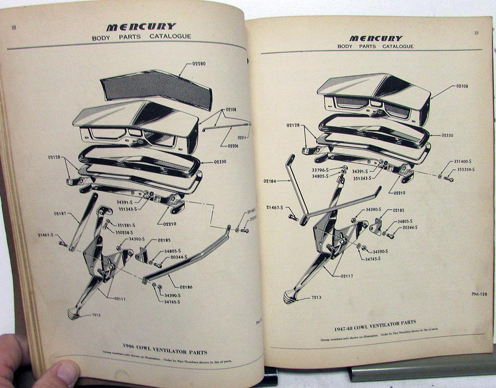 1946-1948 Mercury Dealer Body Parts Book Catalog Coupe Sedan ...
