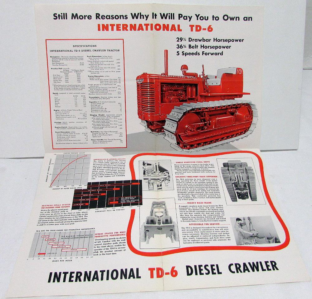 1950 International IH Sales Brochure Mailer Diesel Crawler TD-6 Farming ...