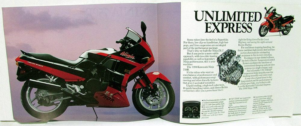 1990 Kawasaki Ninja 750R Motorcycle Dealer Sales Brochure ZX750-F4 Specs