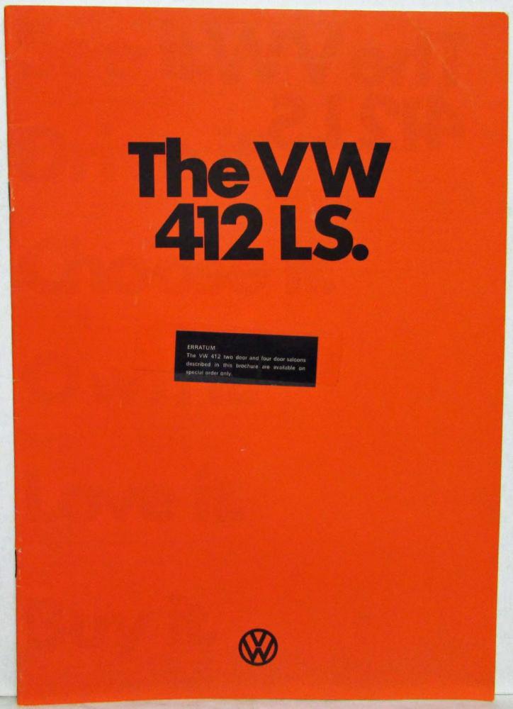 1974 VW 412 LS Orange Cover Sales Brochure - UK Market
