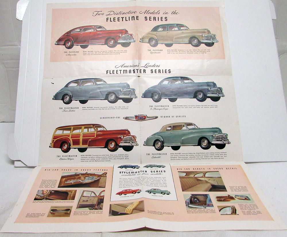 1947 Chevrolet Fleetline Fleetmaster Stylemaster Color Sales Folder ...