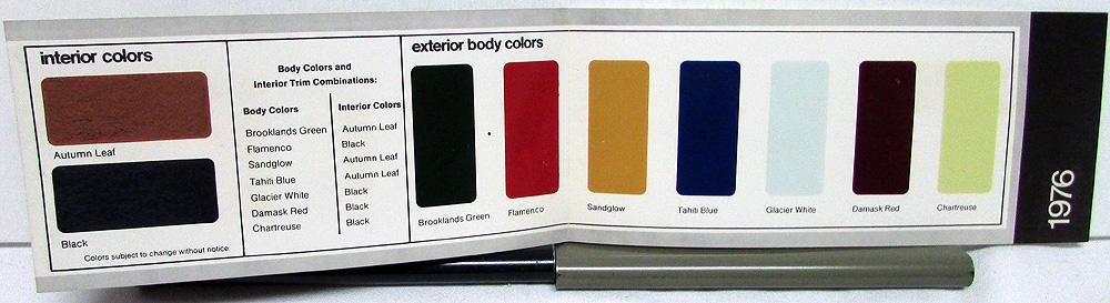 1976 MGB MG Midget Body & Trim Colors Sales Brochure Folder Paint Chips ...