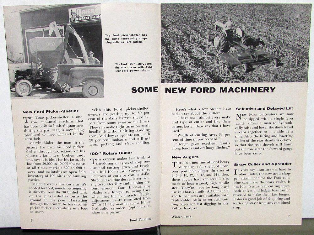 1958 Ford Farming Magazine Winter Edition Tractors Equipment Stories ...