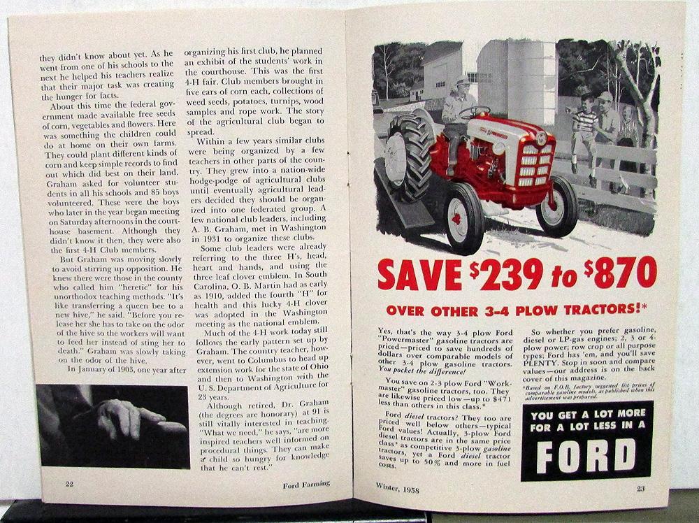 1958 Ford Farming Magazine Winter Edition Tractors Equipment Stories ...