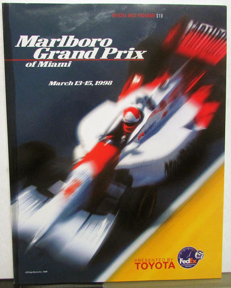 1998 Marlboro Grand Prix Of Miami Official Race Program CART Formula 1 ...