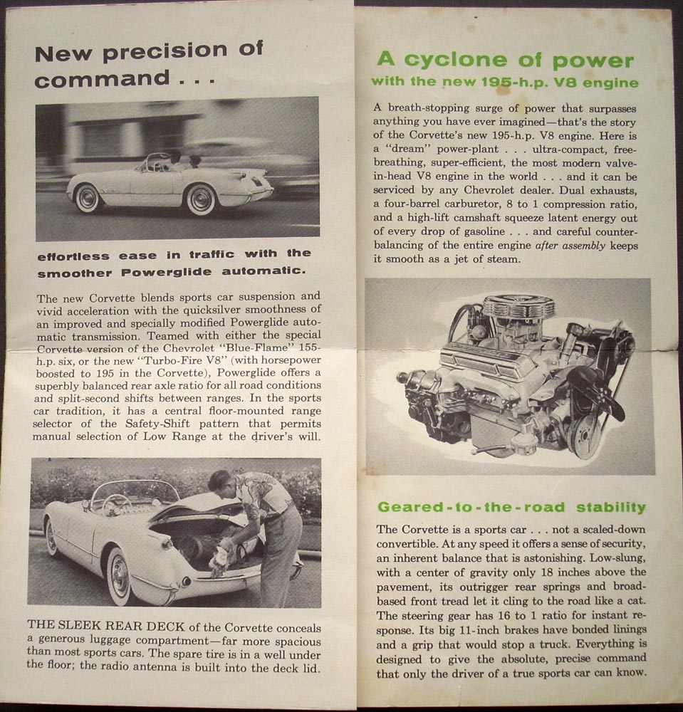 Original 1955 55 Chevrolet Corvette 195 HP Dealer Sales Brochure
