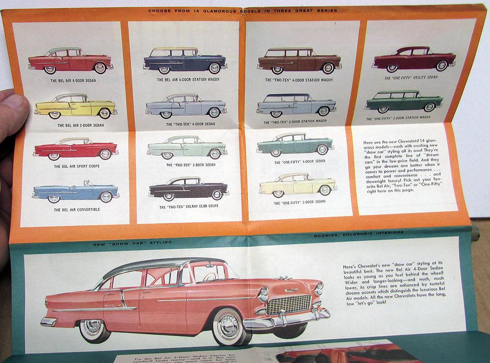 Original 1955 Chevrolet Dealer Sales Brochure Folder Bel Air Two Ten ...