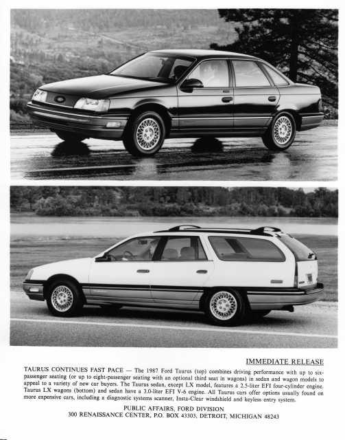 1987 Ford Taurus and Station Wagon Press Photo 0103