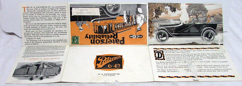 1916 Paterson Model 6-42 Dealer Brochure Mailer Ultimate Six Features ...