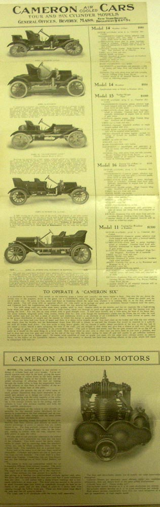 1907 1908 Cameron Air Cooled Cars Sales Brochure Model 11 14 15 16 ...