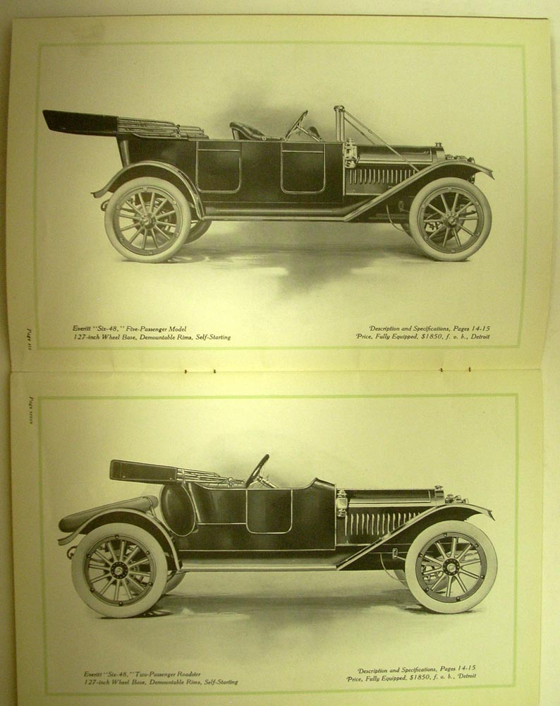 1912 Everitt Motor Cars Model 6-48 4-36 30 Dealer Sales Brochure ...