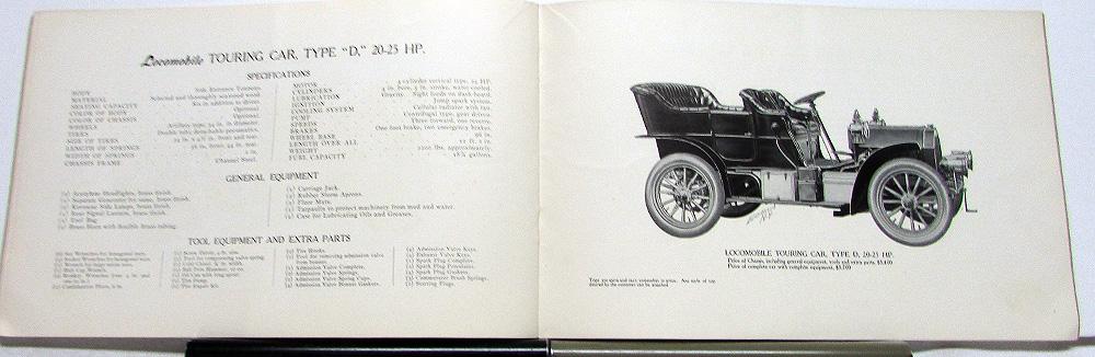 1905 Locomobile Gasolene Touring Cars Type D E F H Prestige Sales ...