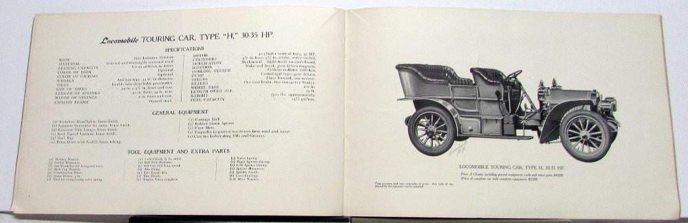1905 Locomobile Gasolene Touring Cars Type D E F H Prestige Sales ...