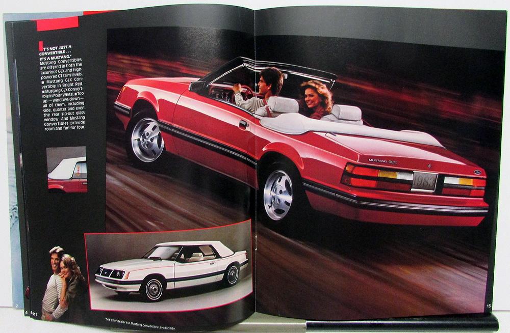 1983 Ford Mustang L GL GLX GT Convertible Sales Brochure Original ...