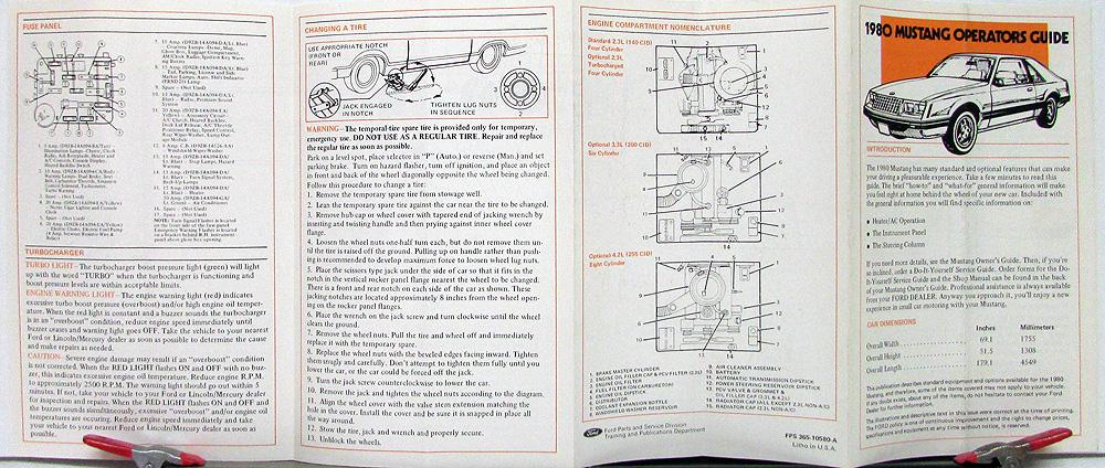 1980 Ford Mustang Operators Guide Folder Original