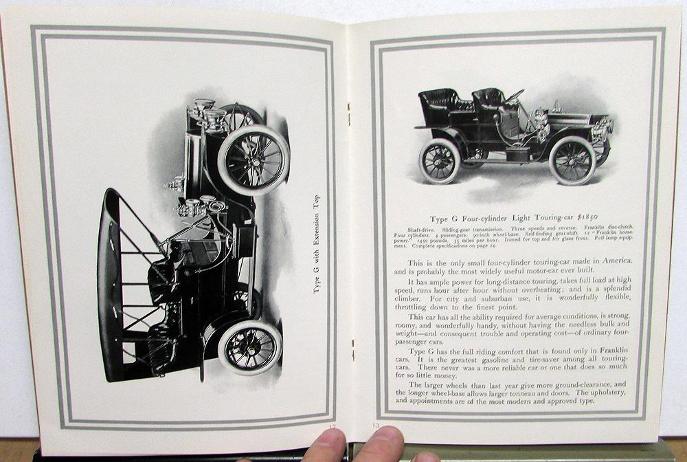 1907 Franklin Model G D H Pre 16 Dealer Prestige Sales Brochure ...