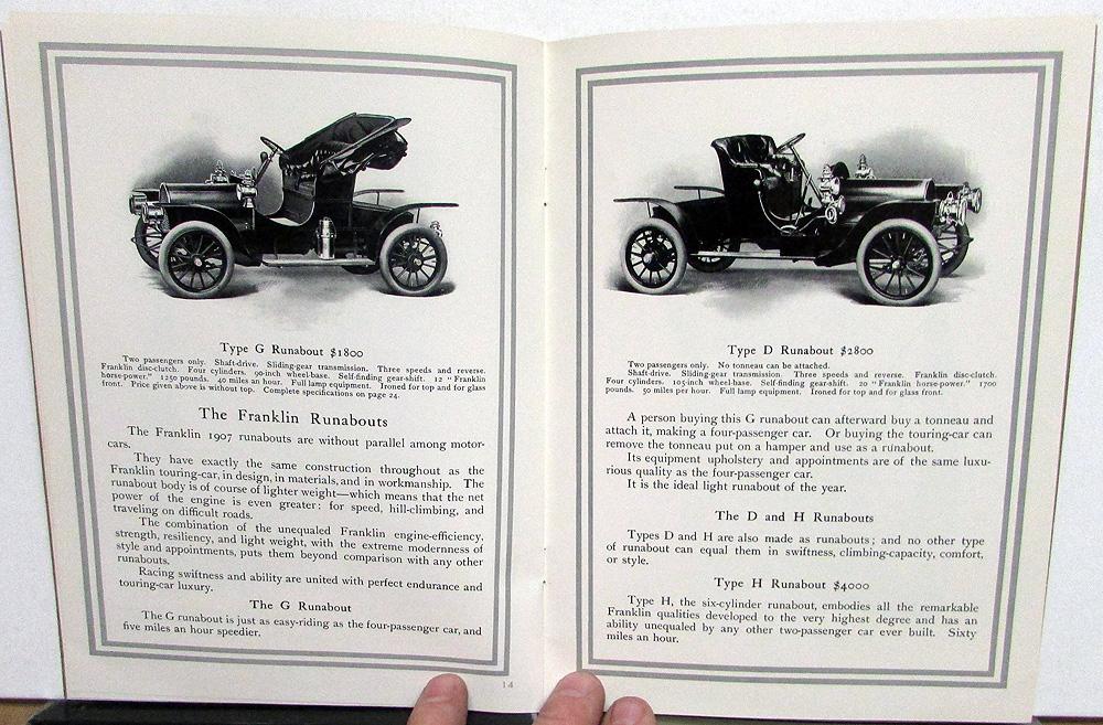 1907 Franklin Model G D H Pre 16 Dealer Prestige Sales Brochure ...