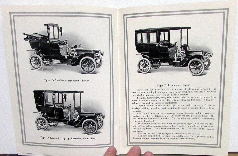 1907 Franklin Model G D H Pre 16 Dealer Prestige Sales Brochure ...