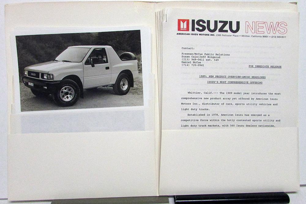 1989 Isuzu New Models Introduction Press Kit Media Release Car Truck