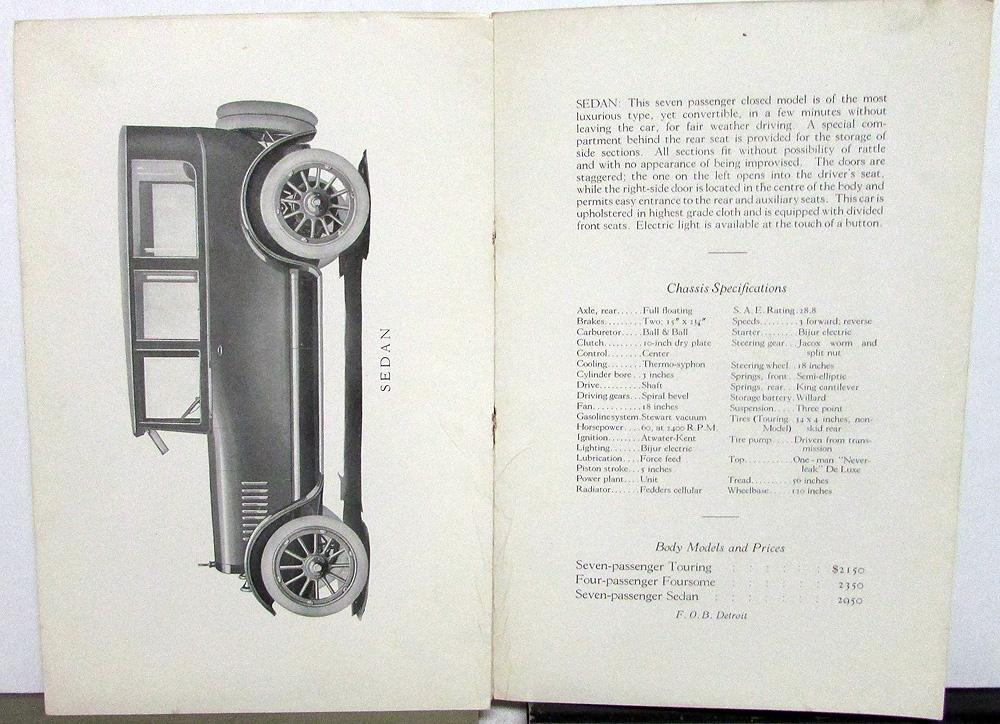 1919 King Eight Automobile Dealer Sales Brochure Features ...