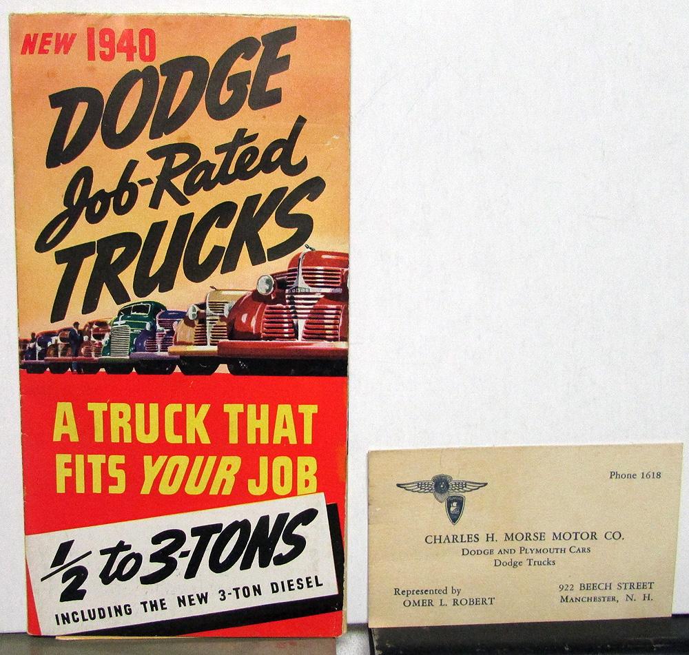 1940 Dodge Truck Dealer Pocket Sales Brochure Folder Pickup Panel ...