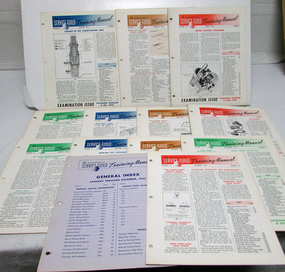 1965 Set Of 12 Oldsmobile Service Guild Training Manual Monthly ...