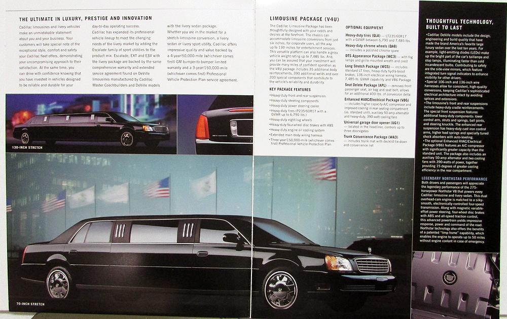 2003 Cadillac Limousines & Livery Professional Vehicles Sales Brochure