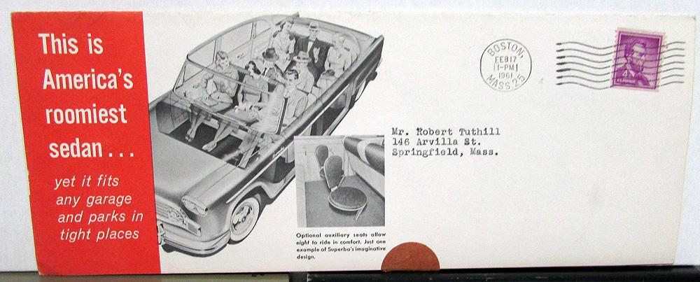 1961 Checker Superba Models Dealer Sales Brochure Mailer 4 Door Sedan Wagon