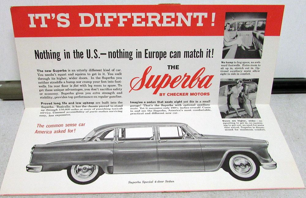 1961 Checker Superba Models Dealer Sales Brochure Mailer 4 Door Sedan Wagon