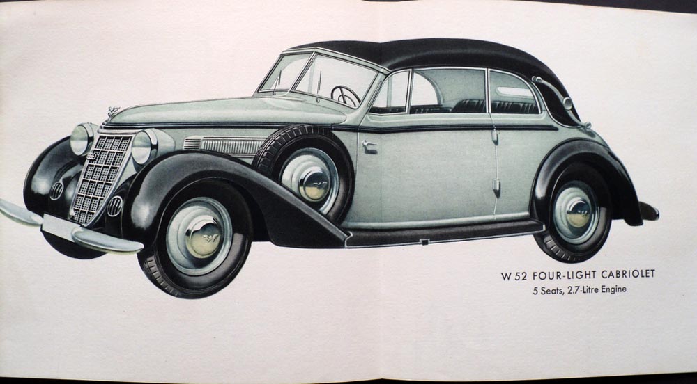 1937 Auto Union Wanderer Car 6 Cylinder English Text Germany Sales Book Original