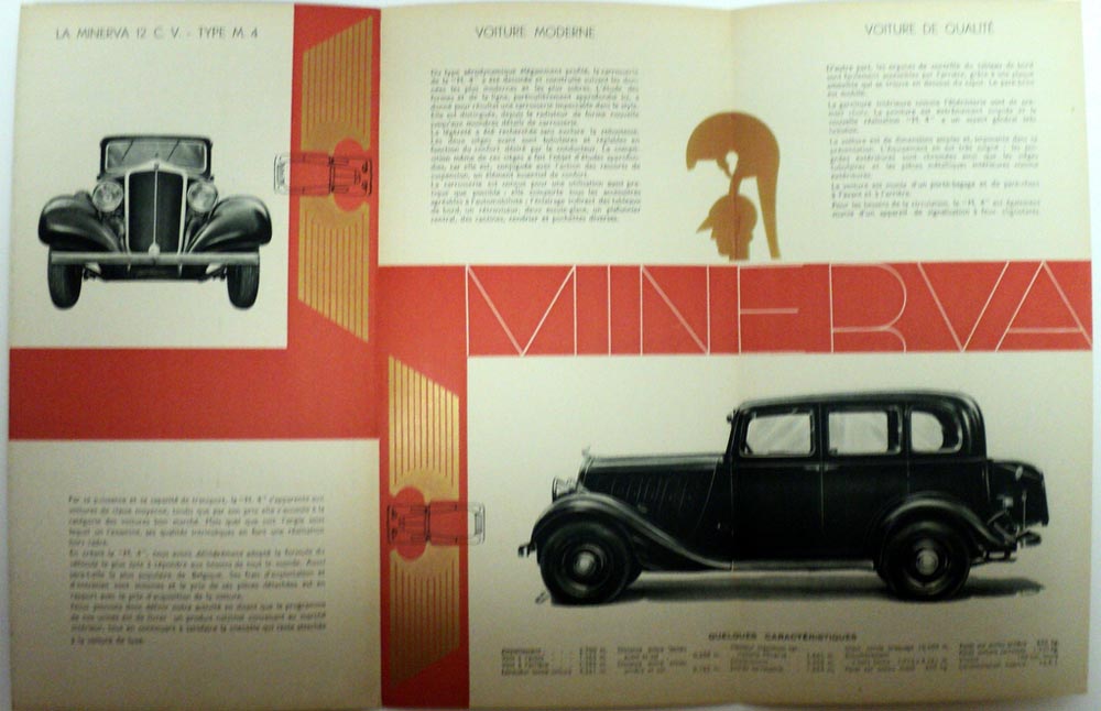 1935 ? Minerva 12 CV Type M. 4 Sales Leaflet French Text ORIGINAL