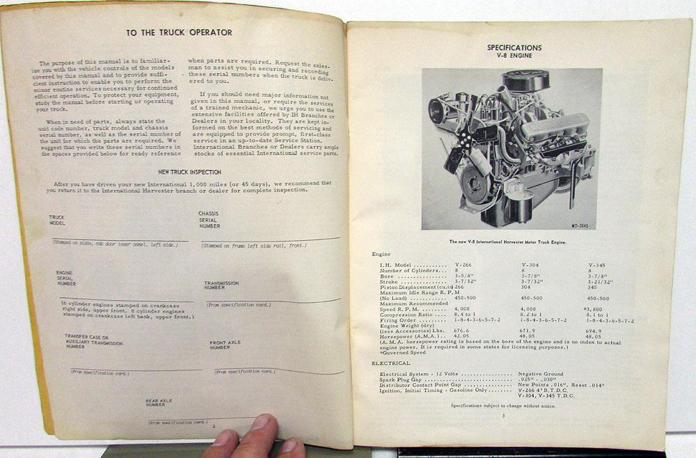 1959 International Truck Owners Operators Manual B100 BC150 BCF170 ...