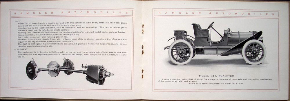 1908 Rambler Automobiles Models 31 34 Dealer Advance Sales Brochure ...
