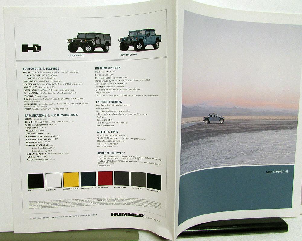 2002 2003 Hummer H1 & H2 Dealer Sales Portfolio Brochures Posters