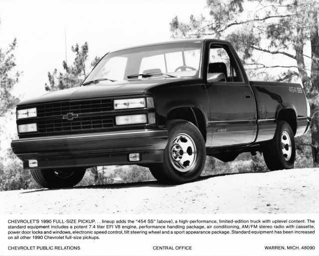 1990 Chevrolet 1500 454 SS Pickup Truck Press Photo 0307