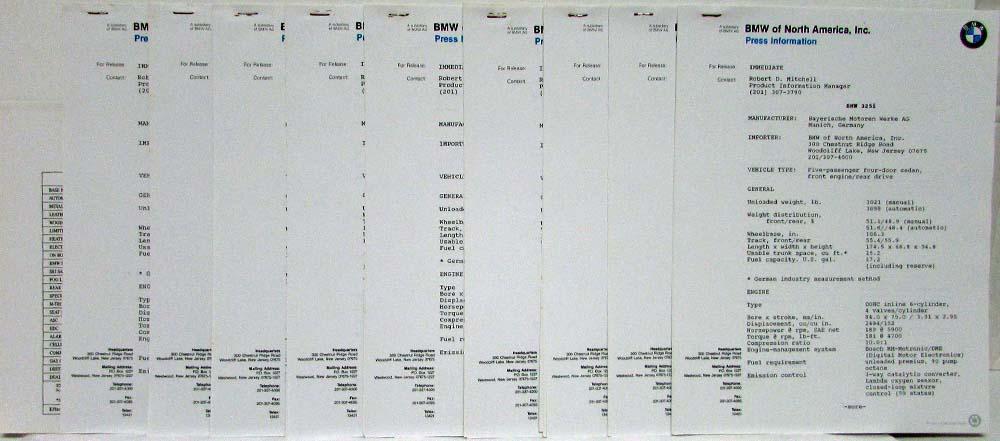 1992 BMW Press Kit - 3 5 7 8 Series inc 318is 325is 535i