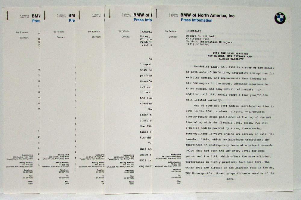 1991 BMW Press Kit - 3 5 7 8 Series
