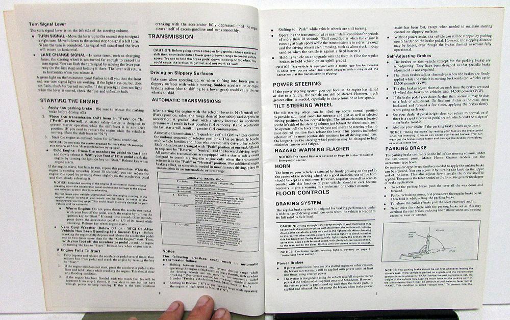 1979 GMC Motor Home Owners & Drivers Manual RV Care & Operation ...