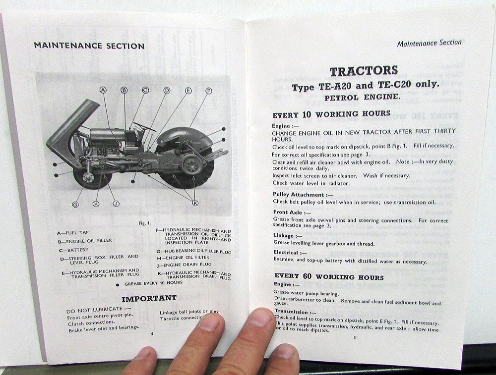 1948-1952 Ferguson Tractor Service Instruction Book TE-A20 TE-C20 TE ...