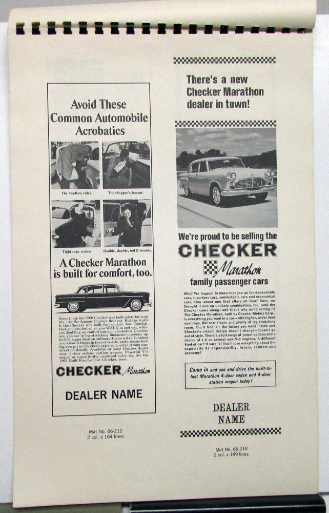 1966 Checker Marathon Dealer Advertising Merchandising Guide No 7 Car ...