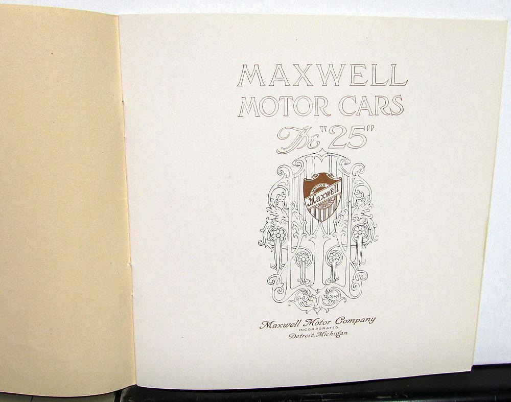 1914 1915 Maxwell Model 25 Motor Car Sales Brochure Pre 1916 Brass Era ...