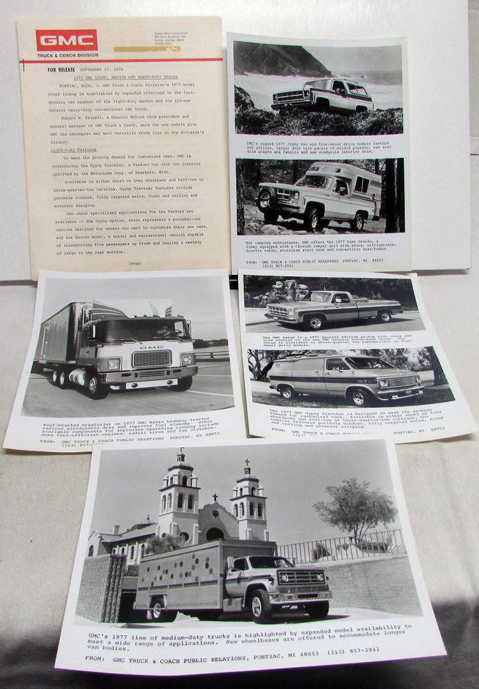 1977 GMC Light Medium and Heavy Duty Trucks Press Release and Photos