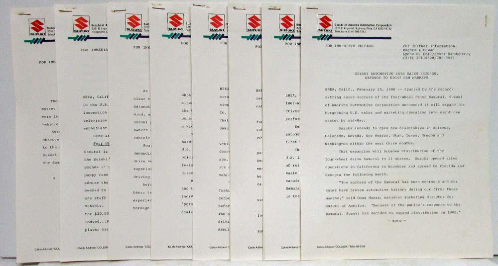1986 Suzuki Samurai Press Kit
