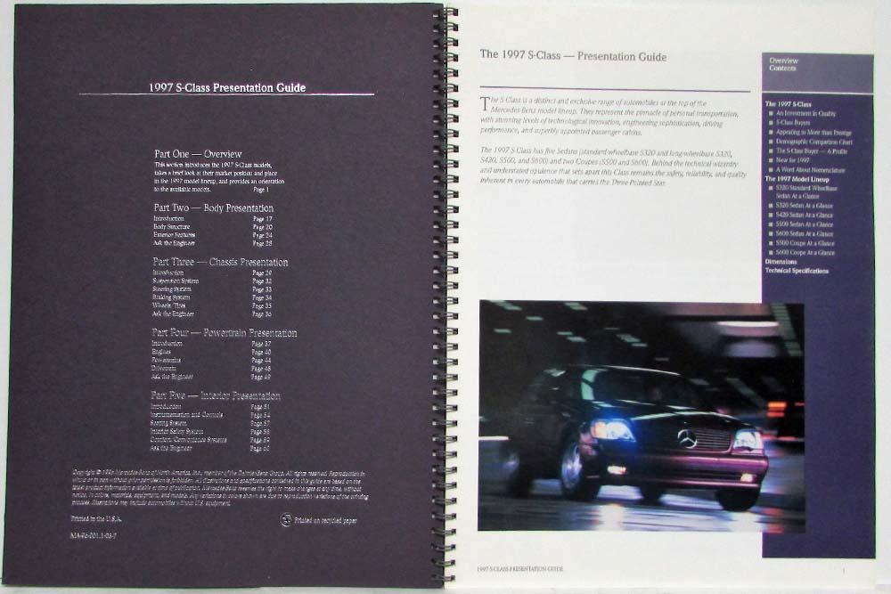 1997 Mercedes-Benz S-Class Dealer Data Book Presentation Guide Sales ...