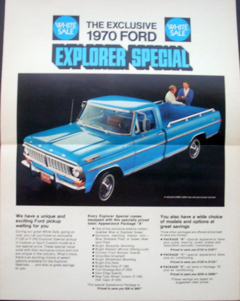 Original 1970 Ford Explorer F 100 250 Special Pickup Truck Sales ...